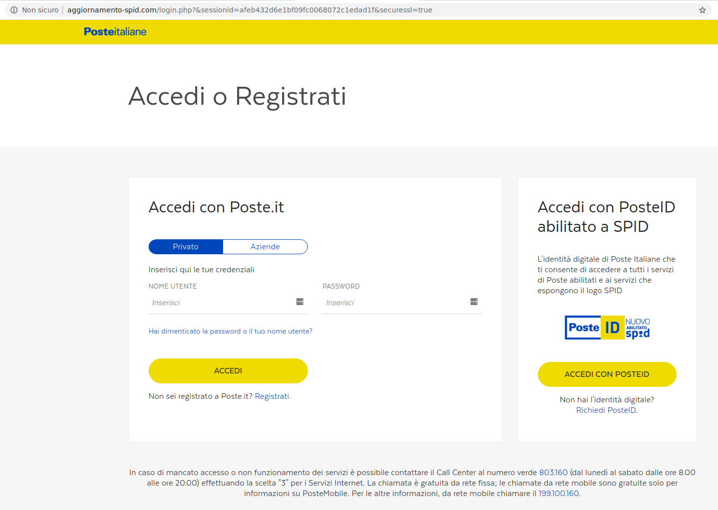 Attività di phishing su SPID di Poste Italiane attualmente in corso ...